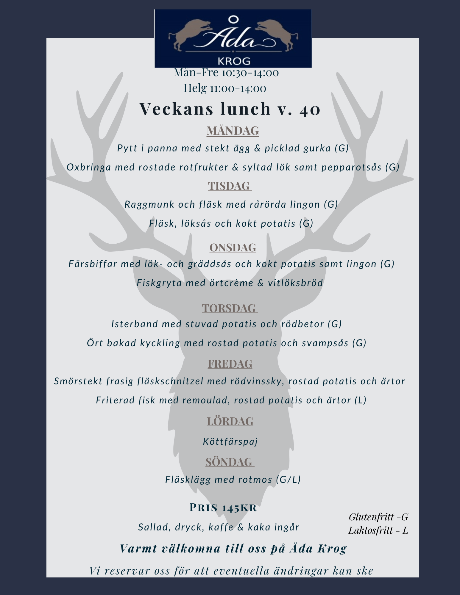 Meny | Åda Golf & Country Club